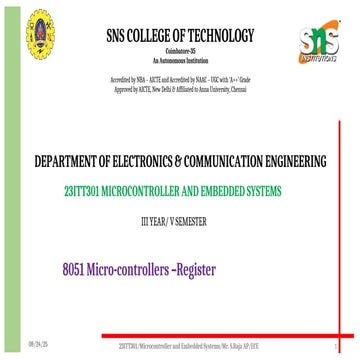 3.5 8051 SFR COVERS SPECIAL FUNCTION REGISTERS IN 8051 | PPT