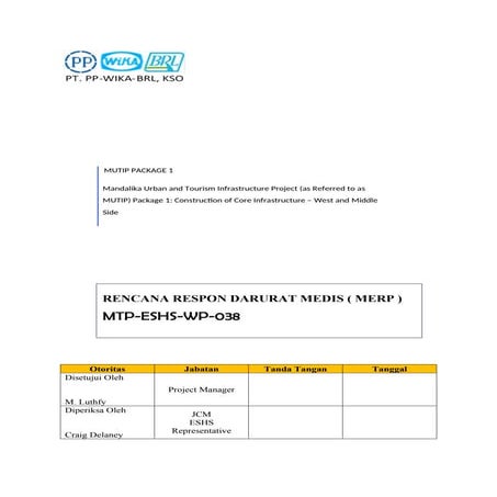 3. SOP-MERP (Medical Emergency Response Plan) | DOCX