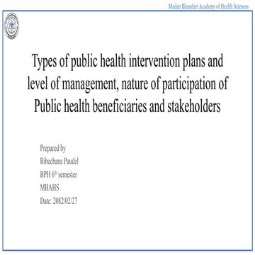 Types of Public Health Intervention Plan_BibechanaPaudel | PPTX