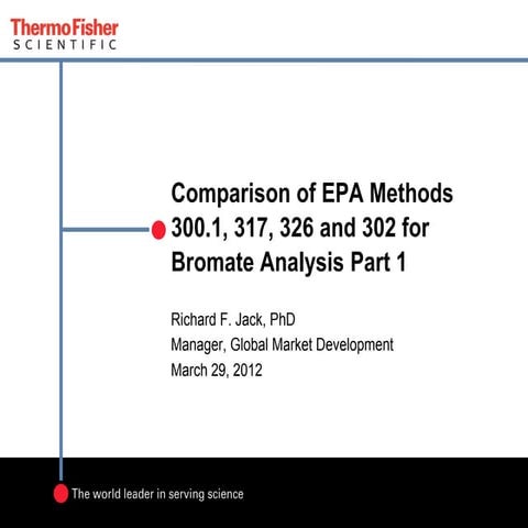 Chromatography: Comparison of EPA Methods 300.1, 317, 326 and 302 for ...