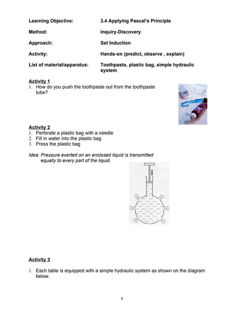 Pascal's principle | PPT | Physics | Science
