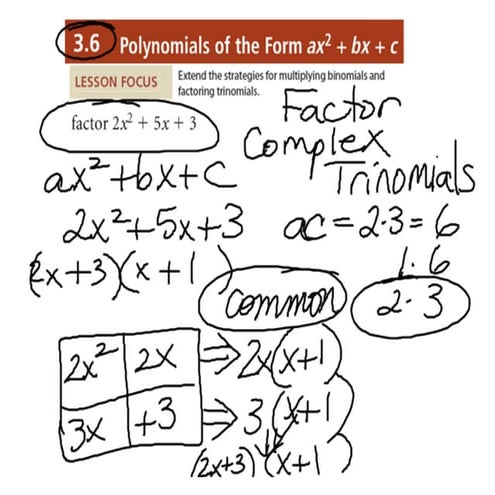 3.6 Factor Complex Trinomial notes | PDF