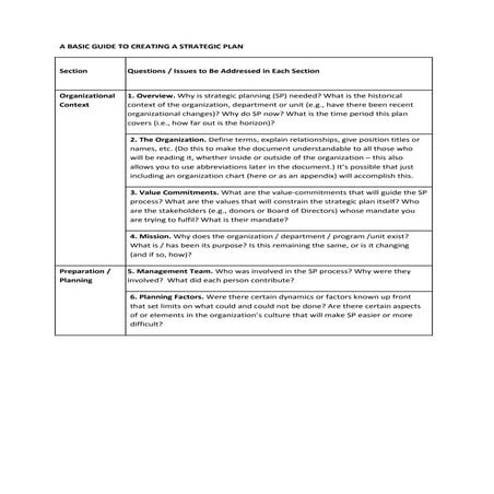 3. A Basic Guide To Creating A Strategic Plan | DOC