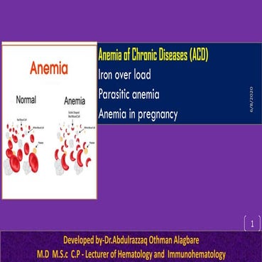 3 anemia of chronic diseases (acd) ,iron overload | PPT