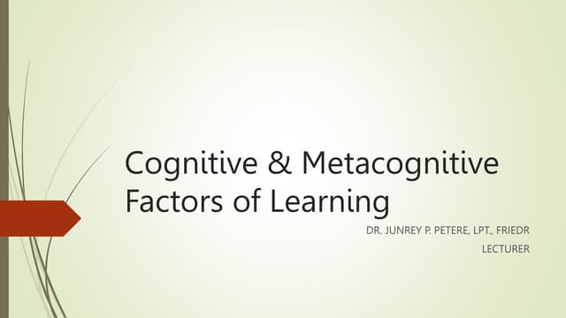 Module 1: Metacognition | PPTX
