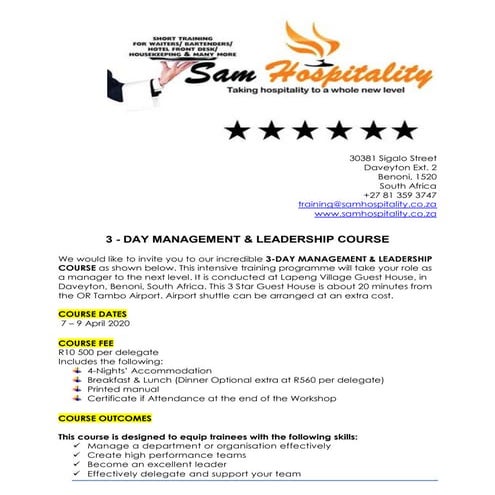 3 Day Management and Leadership Course | PDF