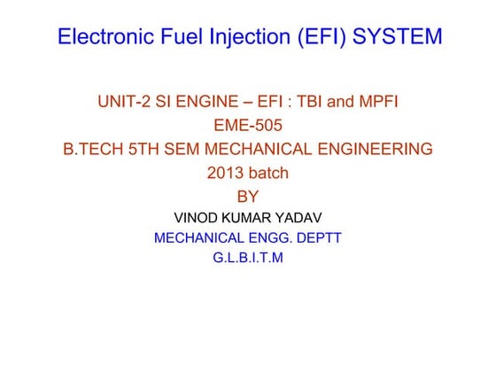 Multi point fuel injection | PPTX | Auto Parts | Automotive
