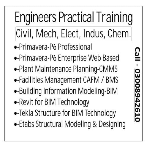 Engineers Practical Training Primavera-P6, Etabs, SAFE, Facilities ...