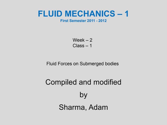 hydrostatics on surface_fluid mechanics. | PPTX