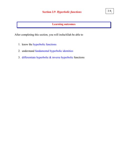 Hyperbolic functions | PPT