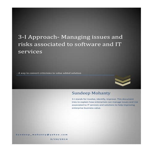 3-I to manage issues and risks associated to software and IT services | PDF