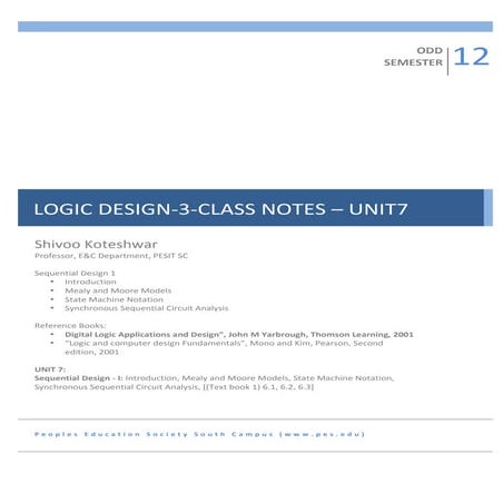 3sem Logic Design Notes Unit7 Sequential Design Pdf Programming Languages Computing