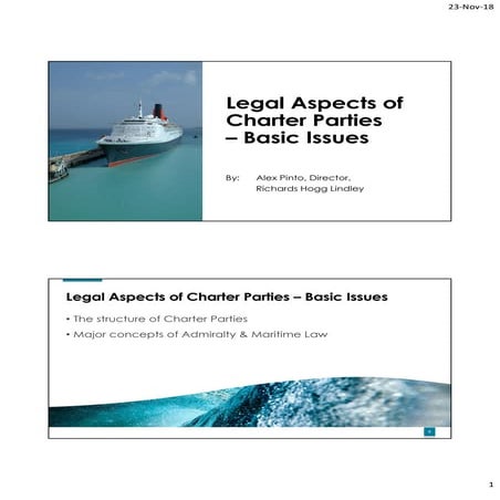 Legal Aspects of Charter Parties – Basic Issues by Alex Pinto | PDF