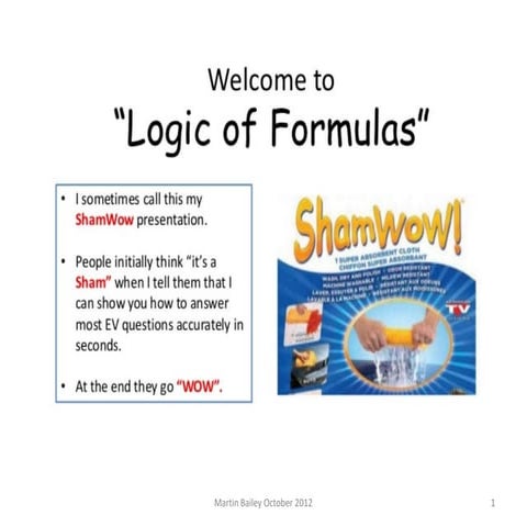 Logic of Formulas - how to answer EVM questions without Math | PPT