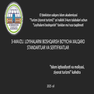 3-mavzu. project management sertifications | PPT