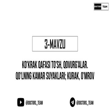 Kokrak qafasi tosh suyagi, qovurgalar. Qolning kamar suyaklari . | PDF
