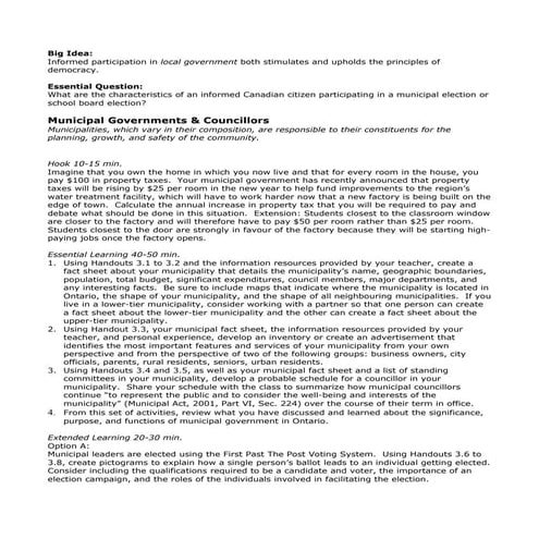 Municipal Election Lesson 3 - Municipal Governments | PDF