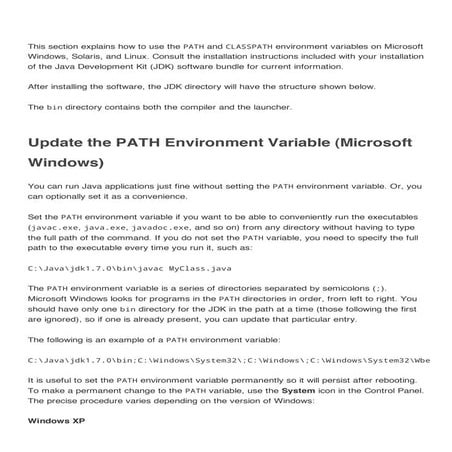 Setup Java Path And Classpath From The Java™ Tutorials Essential Classes The Platform