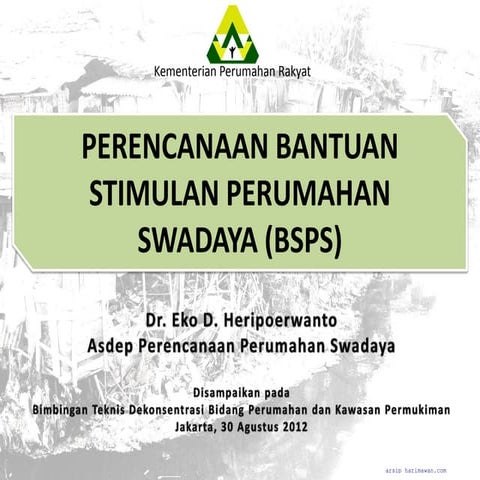 Perencanaan BSPS Tahun 2013 | PPT