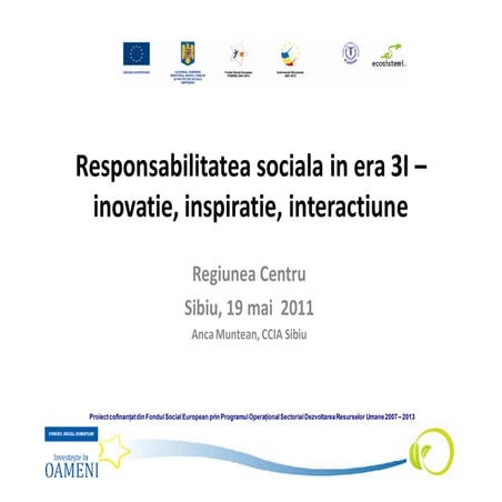 Responsabilitatea Sociala in IMM-uri | PPT
