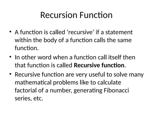 3 Recursive Function In Programming Pptx 5968