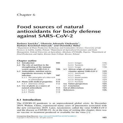 Food sources of natural antioxidants for body defense against SARS-CoV ...