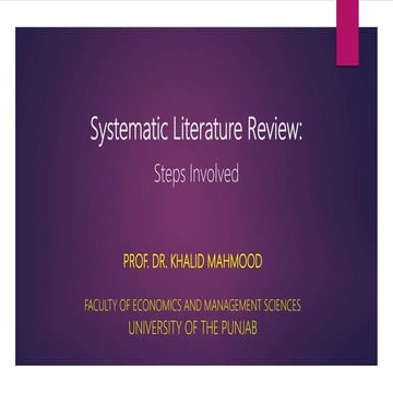 Systematic literature review: Steps involved | PPTX