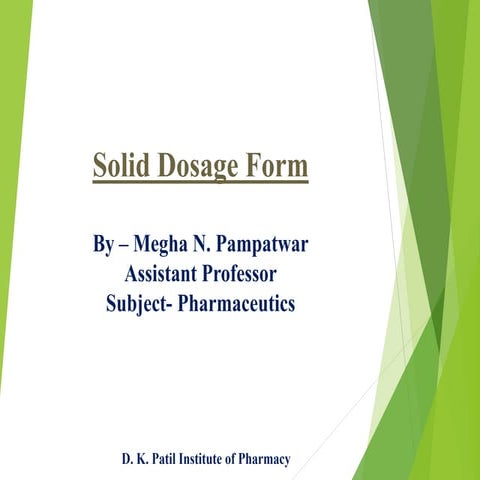 Solid Dosage Form - MCQ'S with answers | PPTX