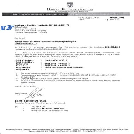 3. Surat Pinda Tarikh Kelulusan Program | PDF