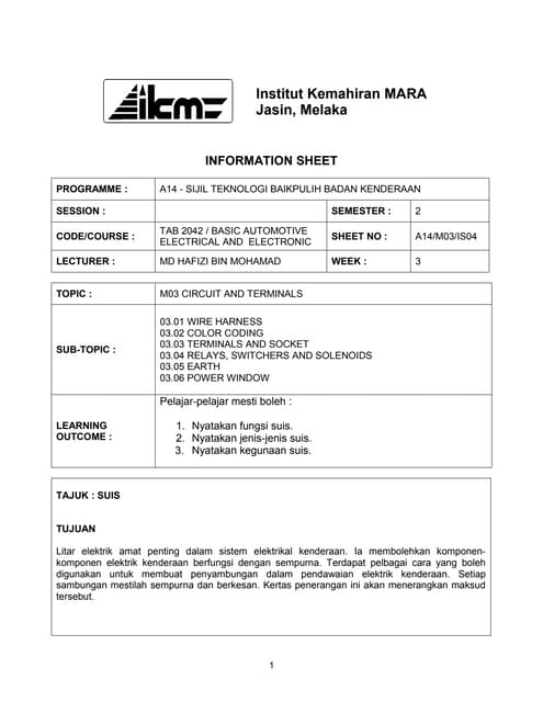 Jenis-jenis Papan Suis Utama ( Main Switch Board) | PPTX