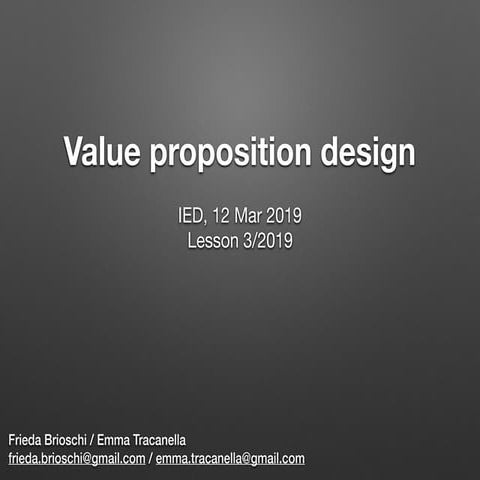 Value Proposition Design (v. 2019 ita) | PPT