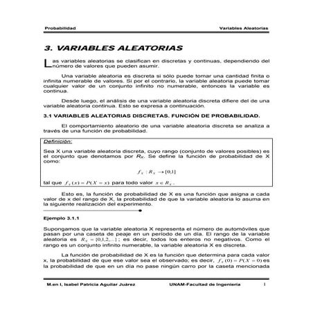 variables aleatorias discretas y continuas | PDF