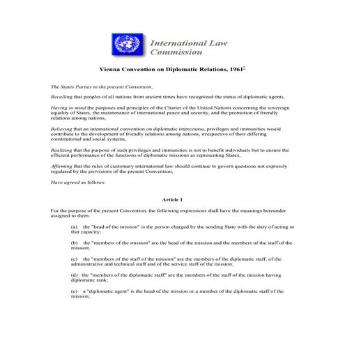 3. vienna convention on diplomatic relations 1961 | PDF