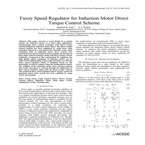 Fuzzy Speed Regulator For Induction Motor Direct Torque Control Scheme 1756