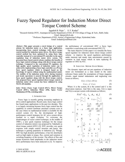 Fuzzy Speed Regulator For Induction Motor Direct Torque Control Scheme 1756