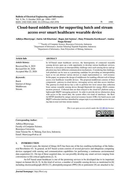 Cloud Based Middleware For Supporting Batch And Stream Access Over Smart Healthcare Wearable