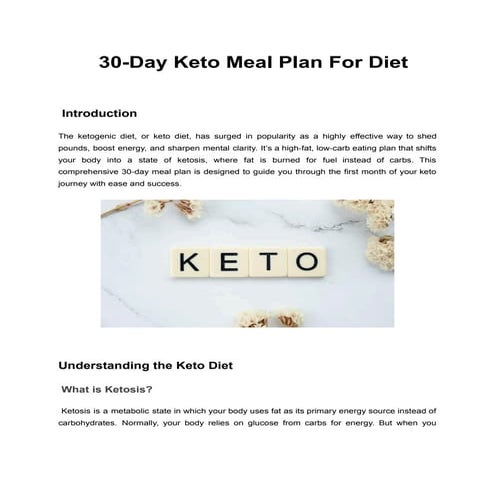 Best Way 30-Days Keto Meal Plan For Diet | PDF