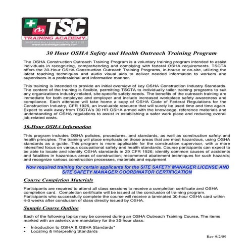 30-Hr OSHA Registration Form | PDF