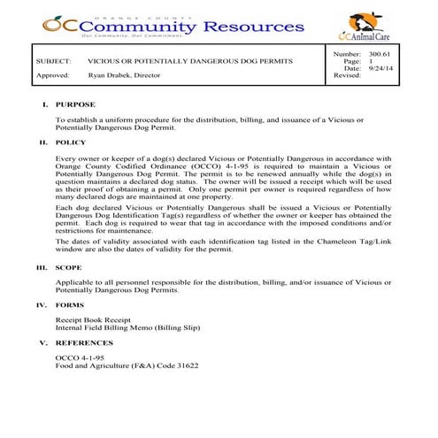 300.61 vicious and potentially dangerous dog permits | PDF