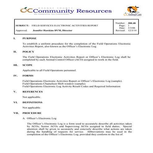 300.48 field services electronic activities report | PDF