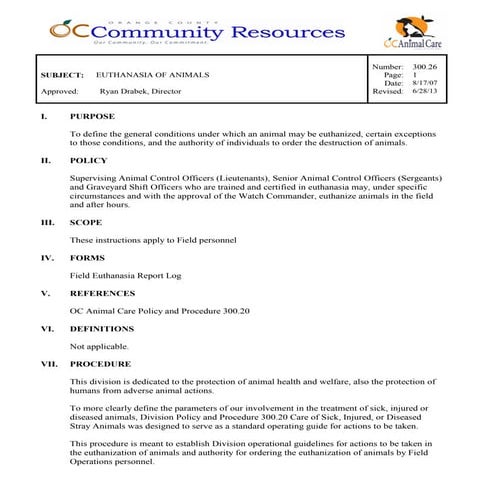 300.26 euthanasia of animals | PDF