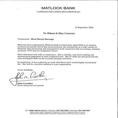 Letter Of Recommendation - Deloitte | PDF