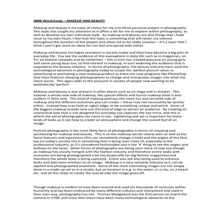 3000 word essay – makeup and beauty | DOCX