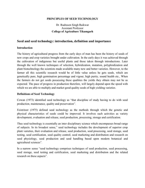 SEED SELECTION.pptx | Agriculture | Industries