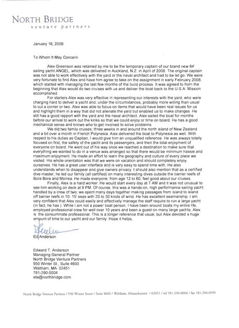 Reference letter Motor Yacht Meridian | DOCX | Cruises | Travel Type