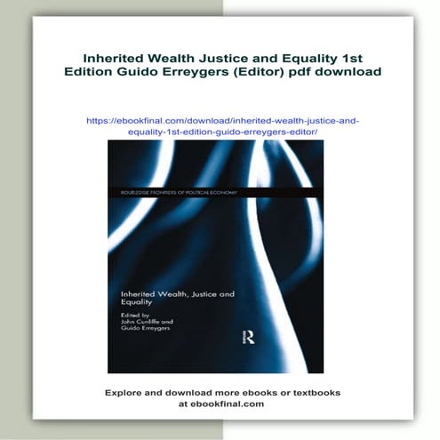 Inherited Wealth Justice and Equality 1st Edition Guido Erreygers ...