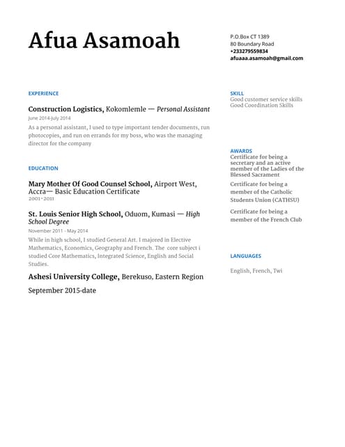 Janice Petrousse CV | PDF