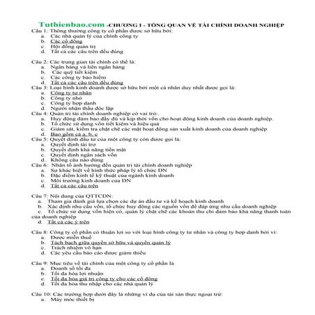 500 câu hỏi trắc nghiệm cơ bản về chứng khoán và thị trường chứng khoán | PDF