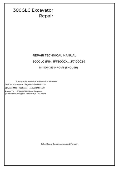 John Deere 250G LC Excavator Service Repair Manual TM13209X19.pdf