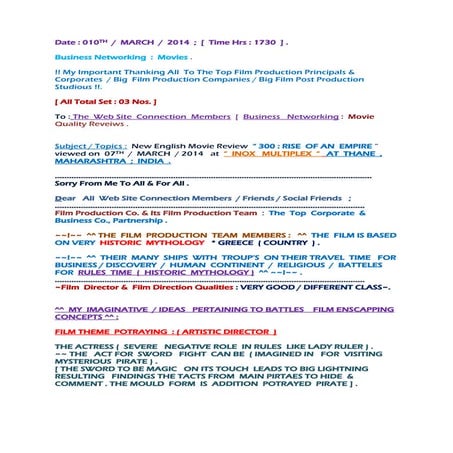 300 rise of an empire “ english film reveiw ~~ | PDF